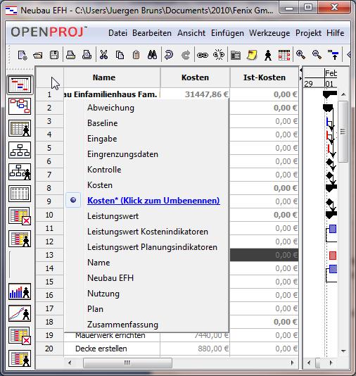 Tabellen - ProjectLibre.de